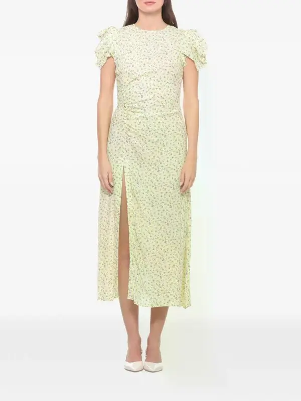 MAR DE MARGARITAS Floral-print Draped Midi Dress - Green