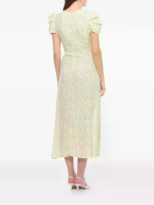 MAR DE MARGARITAS Floral-print Draped Midi Dress - Green