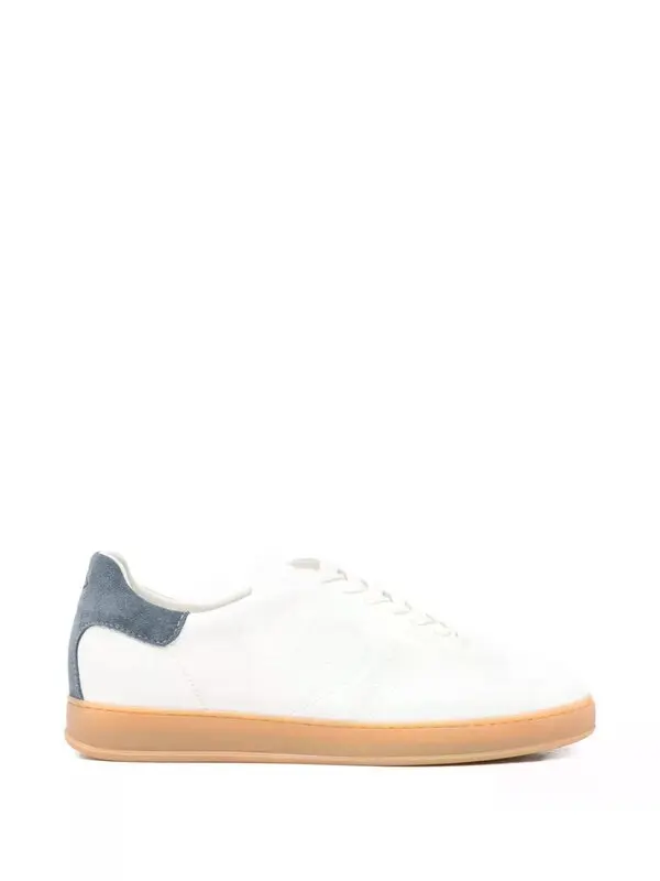 Tagliatore Grained-leather Sneakers With Suede Paneling - White