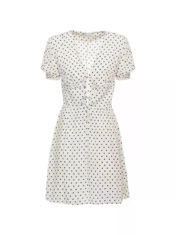 MAR DE MARGARITAS Polka-dot Tie-front Dress - White