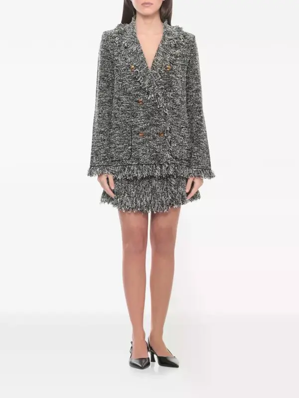Elisabetta Franchi Frayed Double-breasted Blazer - Black