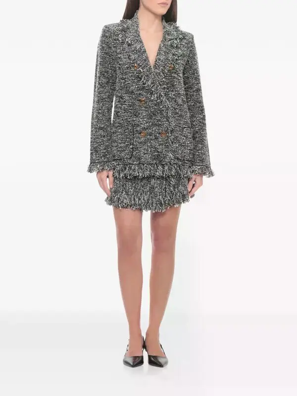 Elisabetta Franchi Frayed Double-breasted Blazer - Black