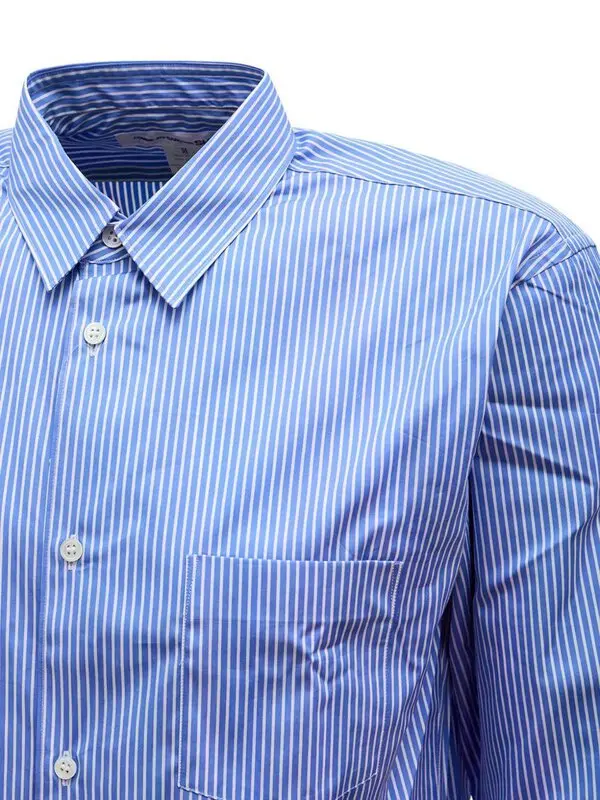 Comme Des Garçons Forever Button-down Striped Cotton Shirt - Blue