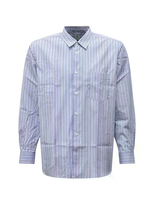 Comme Des Garçons Forever Button-down Striped Cotton Shirt - Blue