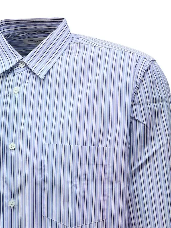 Comme Des Garçons Forever Button-down Striped Cotton Shirt - Blue
