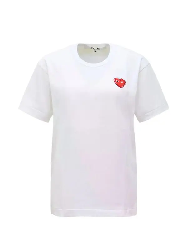 Play Comme Des Garcon Heart-patch Cotton T-shirt - White