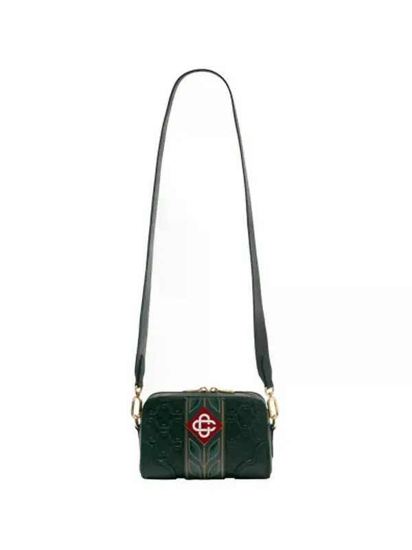 Casablanca Monogram Embossed Leather Shoulder Bag - Green