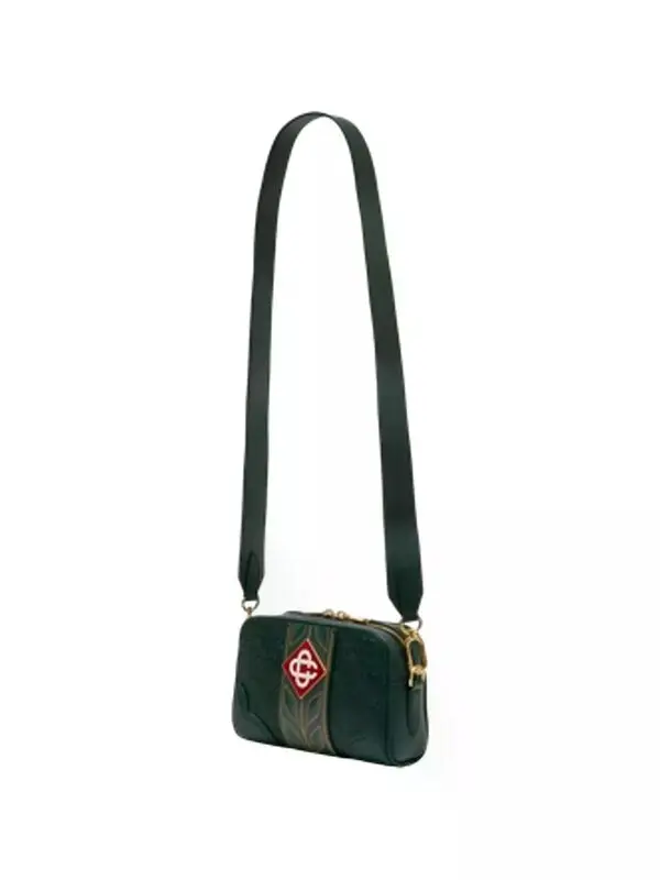Casablanca Monogram Embossed Leather Shoulder Bag