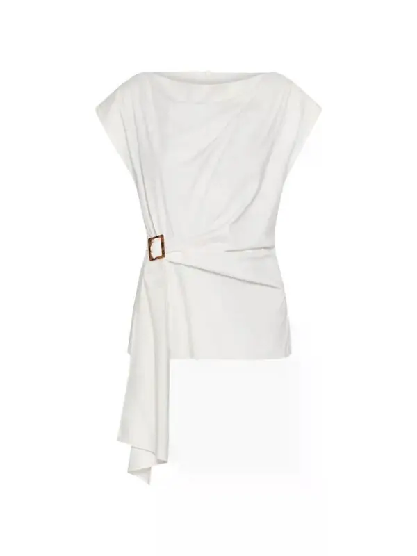 Marella Buckle-detail Draped Top - Neutrals