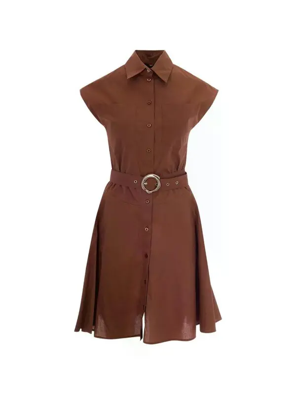 Liu Jo Belted Button-down Mini Shirt Dress - Brown