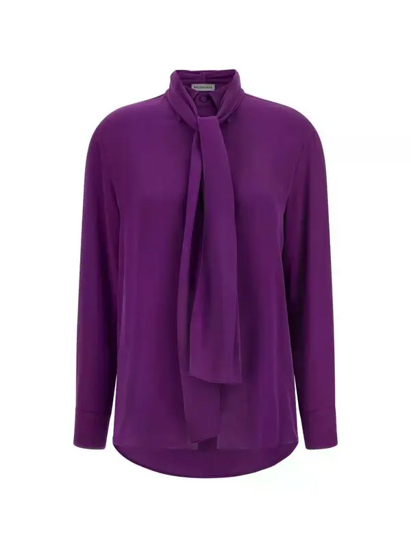 Balenciaga Scarf-collar Silk Shirt - Purple