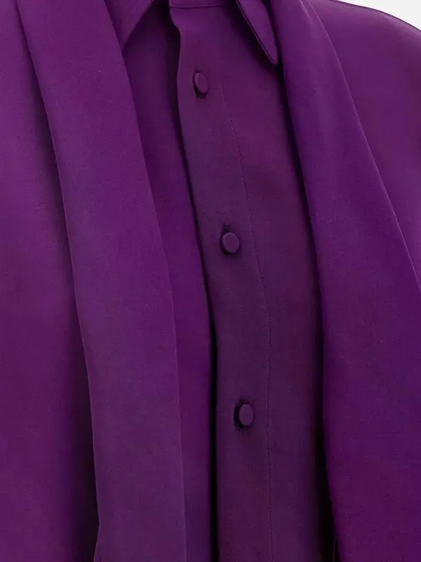 Balenciaga Tie-neck Silk Shirt - Purple