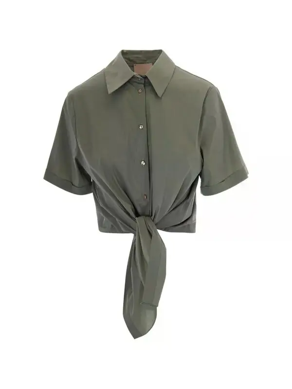 Liu Jo Front-tie Cotton Shirt - Green