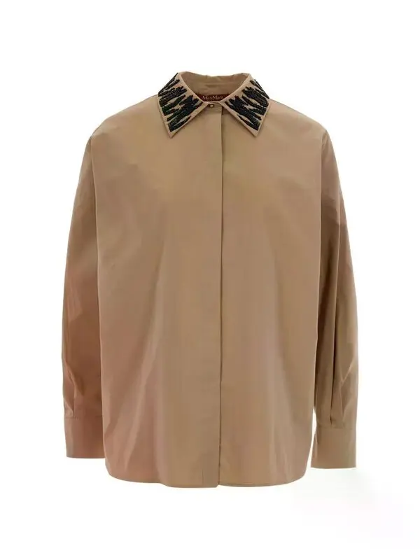 Max Mara Detailed-collar Cotton Shirt - Neutrals