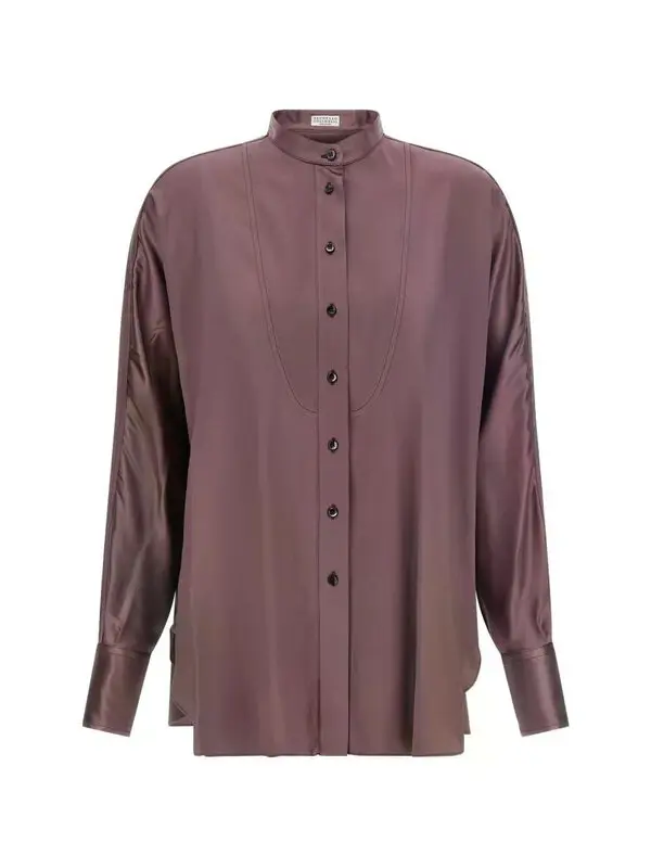 Brunello Cucinelli Silk-satin Shirt - Purple