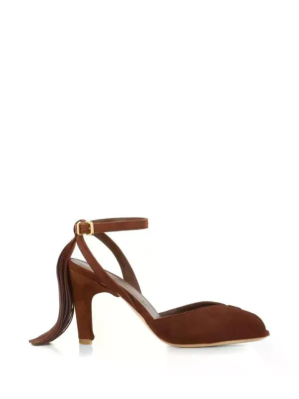 SERGIO LEVANTESI Tassel-detail Peep-toe Sandals - Brown