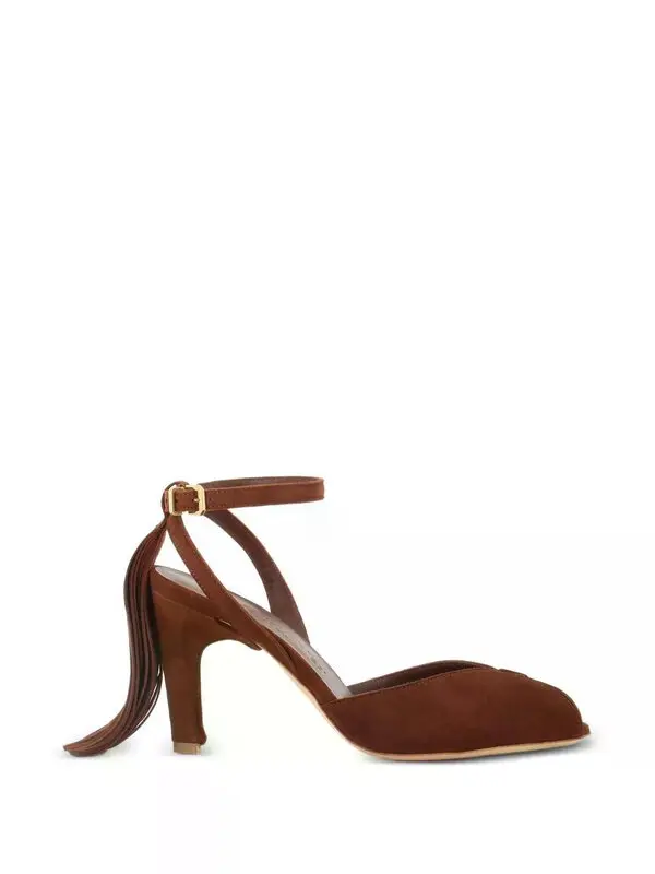 SERGIO LEVANTESI Tassel-detail Peep-toe Sandals - Brown