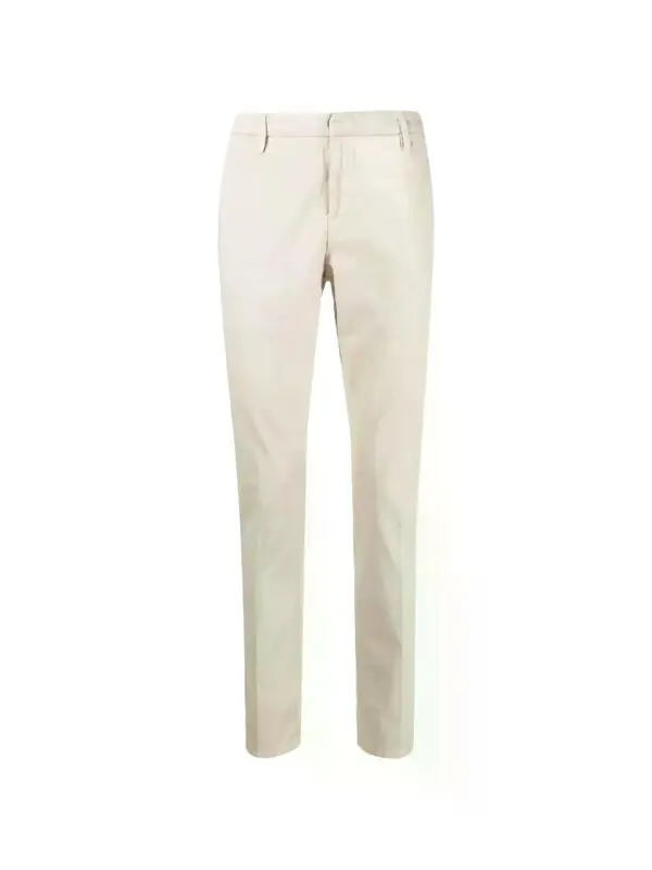 DONDUP Logo-plaque Pressed-crease Trousers - Neutrals