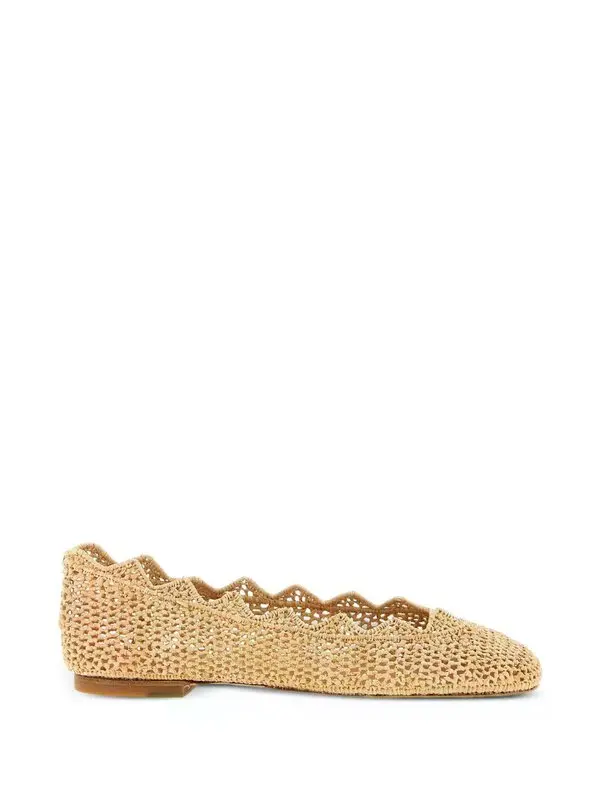 ODISSI Scalloped Woven Ballet Flats - Neutrals