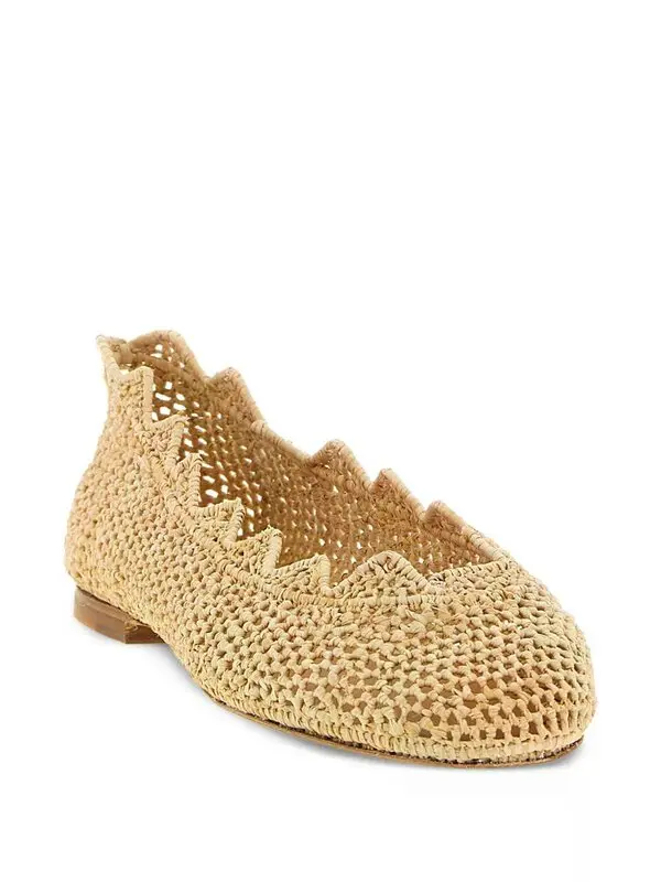 ODISSI Scalloped Woven Ballet Flats - Neutrals