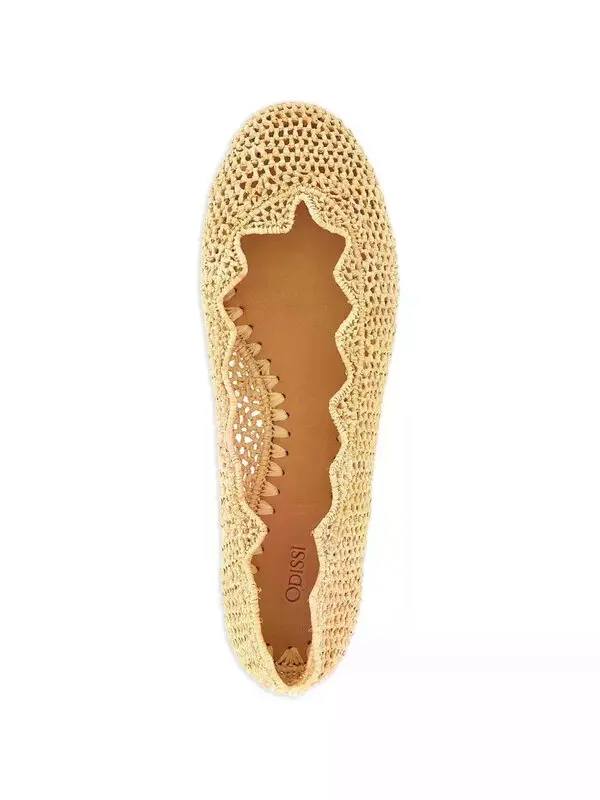 ODISSI Scalloped Woven Ballet Flats - Neutrals