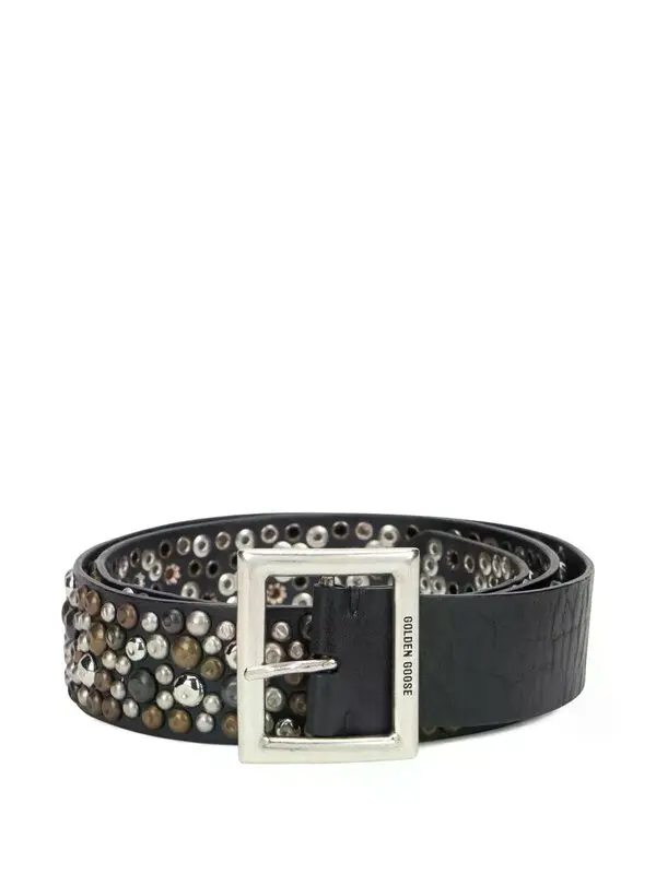 GOLDEN GOOSE Stud-embellished Leather Belt - Black