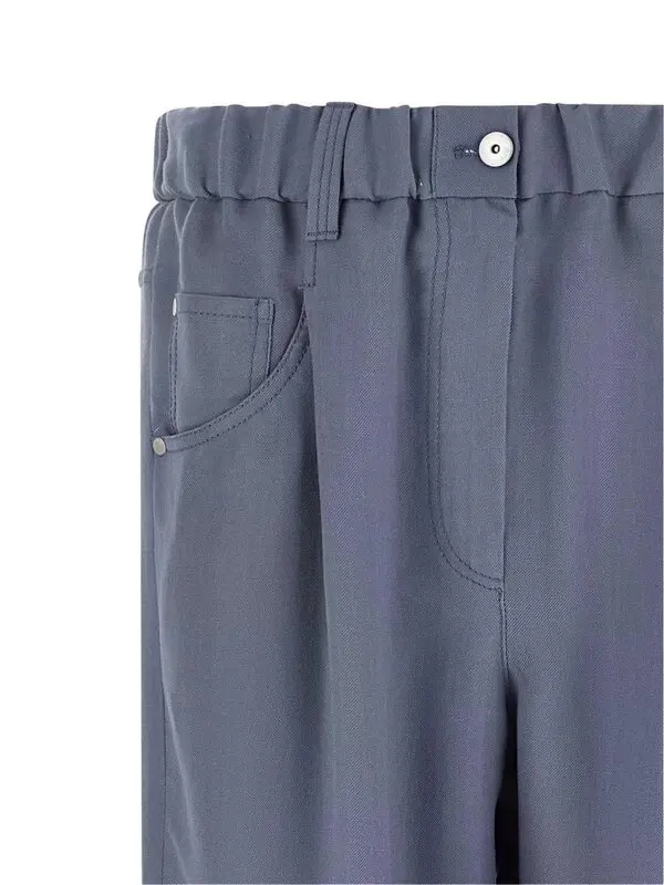Brunello Cucinelli Trousers With Monili Detail - Blue