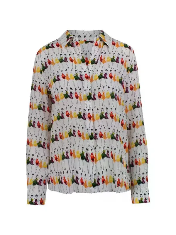 Alice + Olivia Graphic-print Long-sleeve Shirt - White