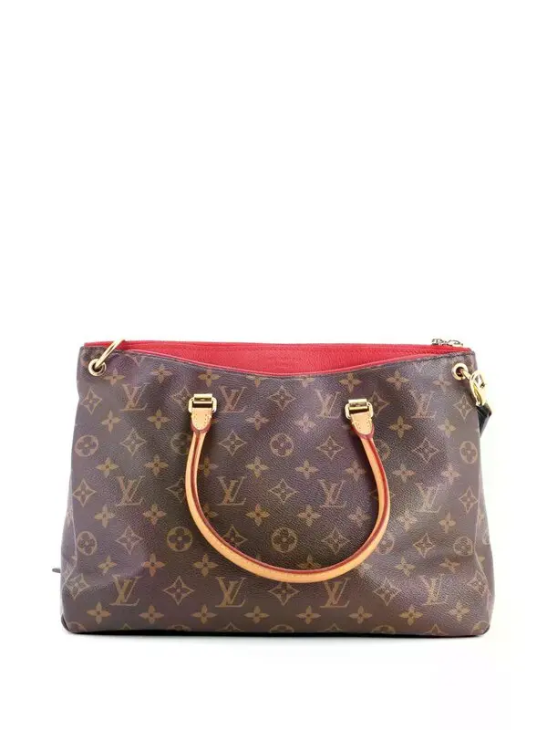 LOUIS VUITTON Pallas Tote Monogram Canvas With Leather Shoulder Bag - Brown