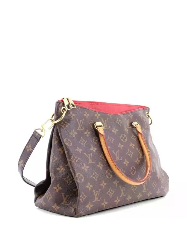 LOUIS VUITTON Pallas Tote Monogram Canvas With Leather Shoulder Bag - Brown
