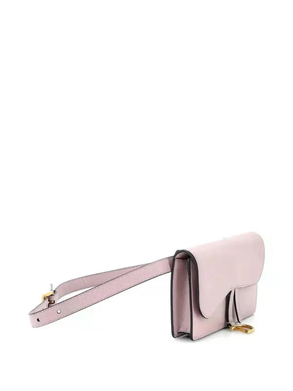 Dior Saddle Rectangular Leather Belt Bag - Pink