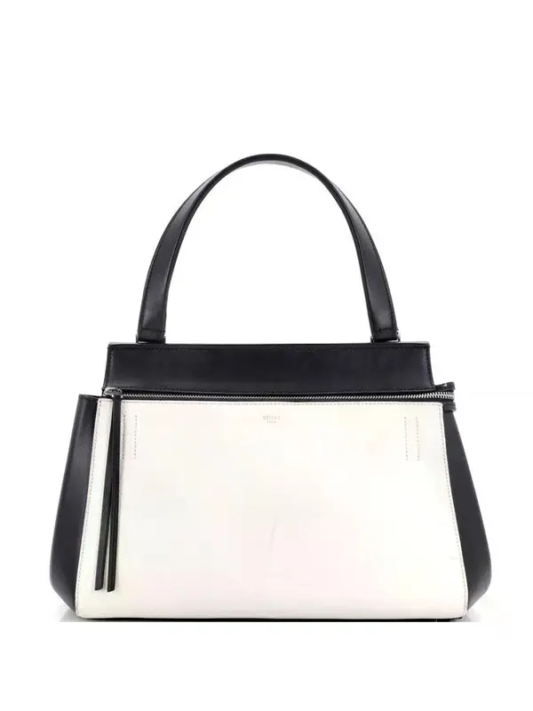 Celine Edge Leather Medium Satchel - White