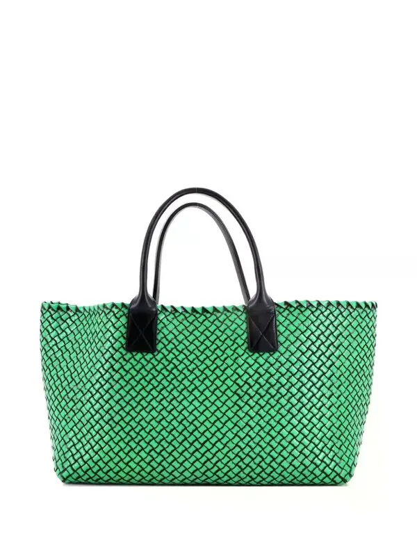 Bottega Veneta Cabat Tote Intrecciato Brushed Calfskin Medium Satchel - Green