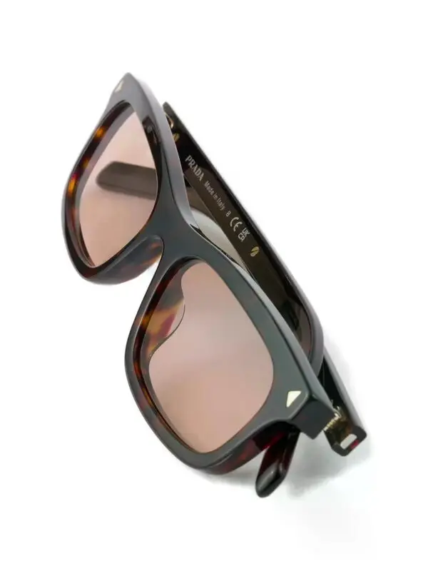 Prada Sunglasses With Iconic Metal Plaque - Brown