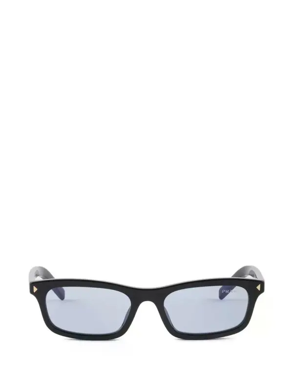 Prada Rectangle Sunglasses With Metal Plaque - Black