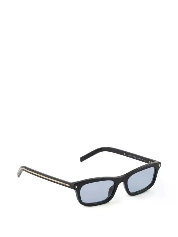 Prada Rectangle Sunglasses With Metal Plaque - Black