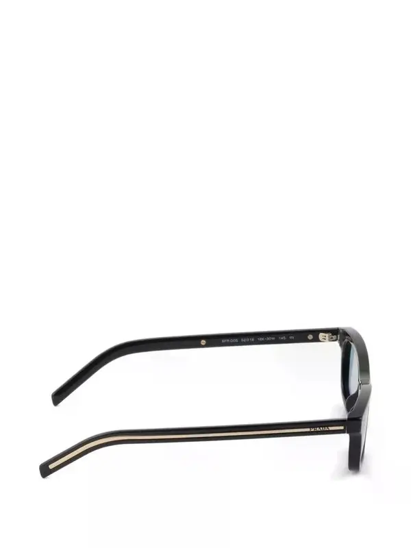 Prada Rectangle Sunglasses With Metal Plaque - Black