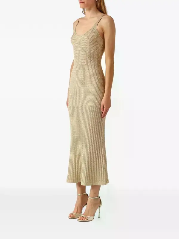 TWINSET Ribbed-knit Metallic Dress