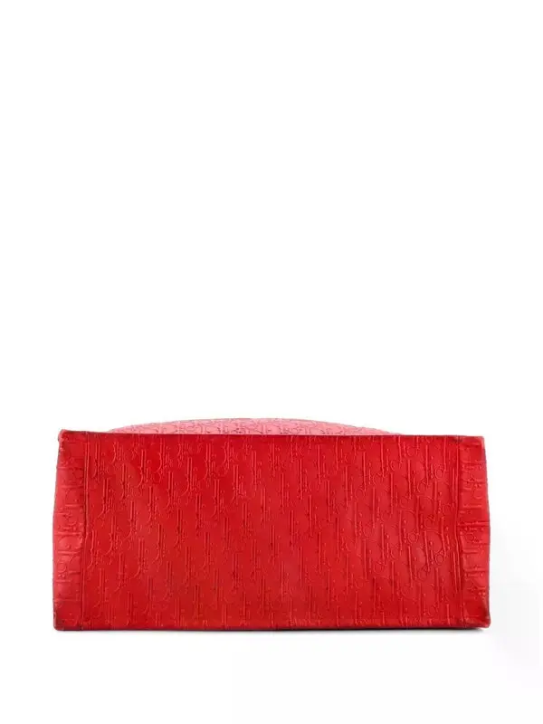 Dior Oblique Embossed Calfskin Large Tote Bag - Red