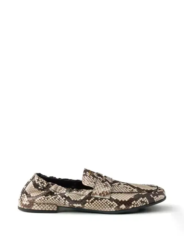 Prada Printed Ayers Leather Loafers - Brown