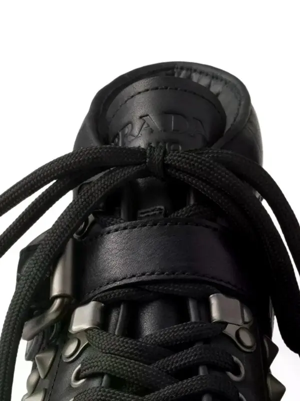 Prada Monolith Studded Leather Booties