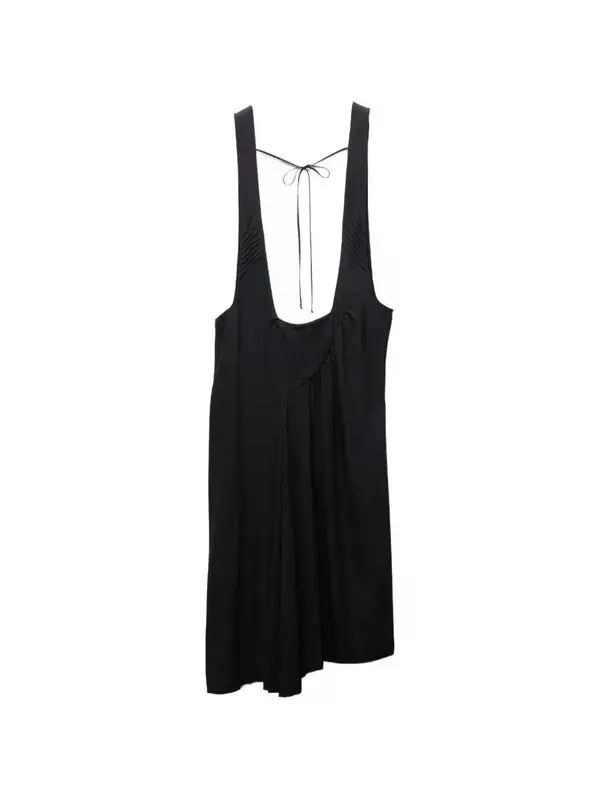 Prada Sablé Satin Midi-dress With Suspenders - Black