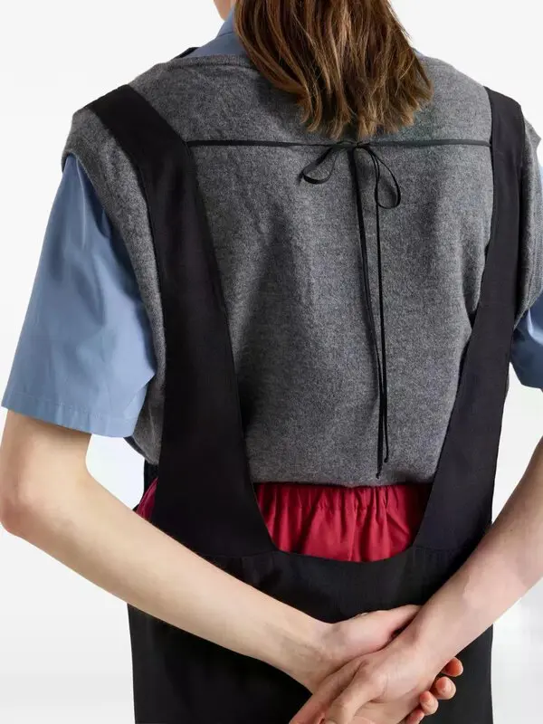 Prada Satin Sablé Midi Dress With Suspenders