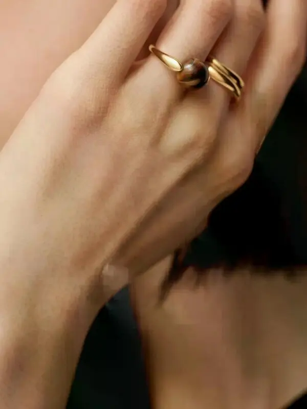 Monica Vinader Tiger-eye Gemstone Ring - Gold