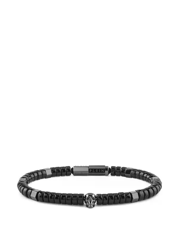 Philipp Plein Beaded Bracelet With Skull Charm - Black