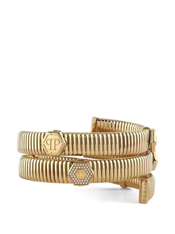 Philipp Plein Snake Hexagon Crystal-embellished Bracelet - Gold