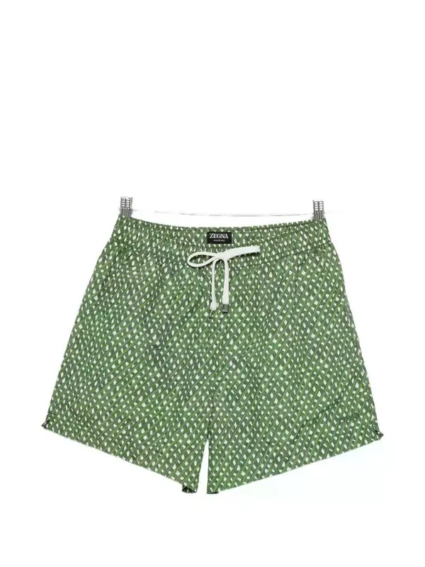 Zegna Geometric-print Swim Shorts - Green