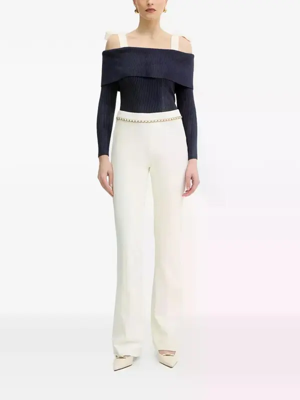 Guess Ribbed Off-the-shoulder Bow Sweater