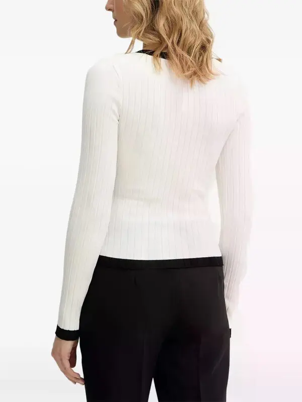 Guess Contrast-trim V-neck Sweater - White