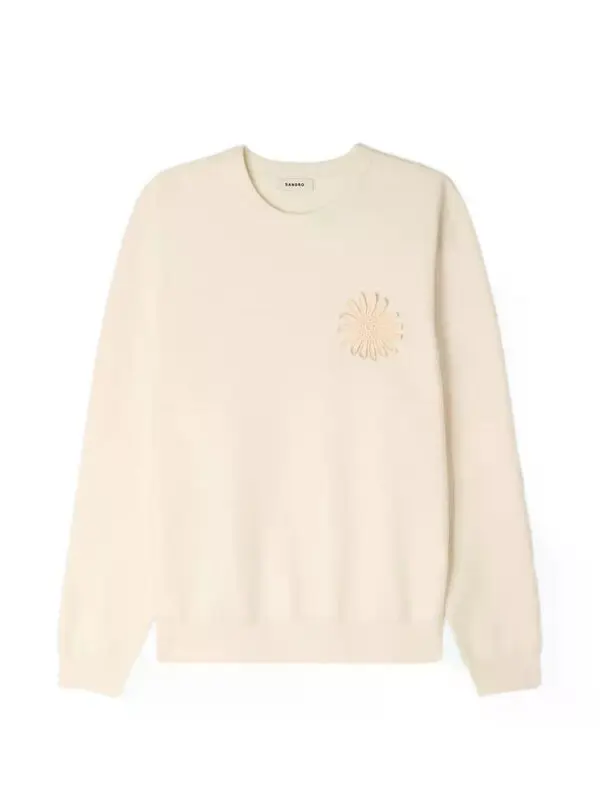 Sandro Crochet-flower Crew-neck Sweatshirt - Neutrals